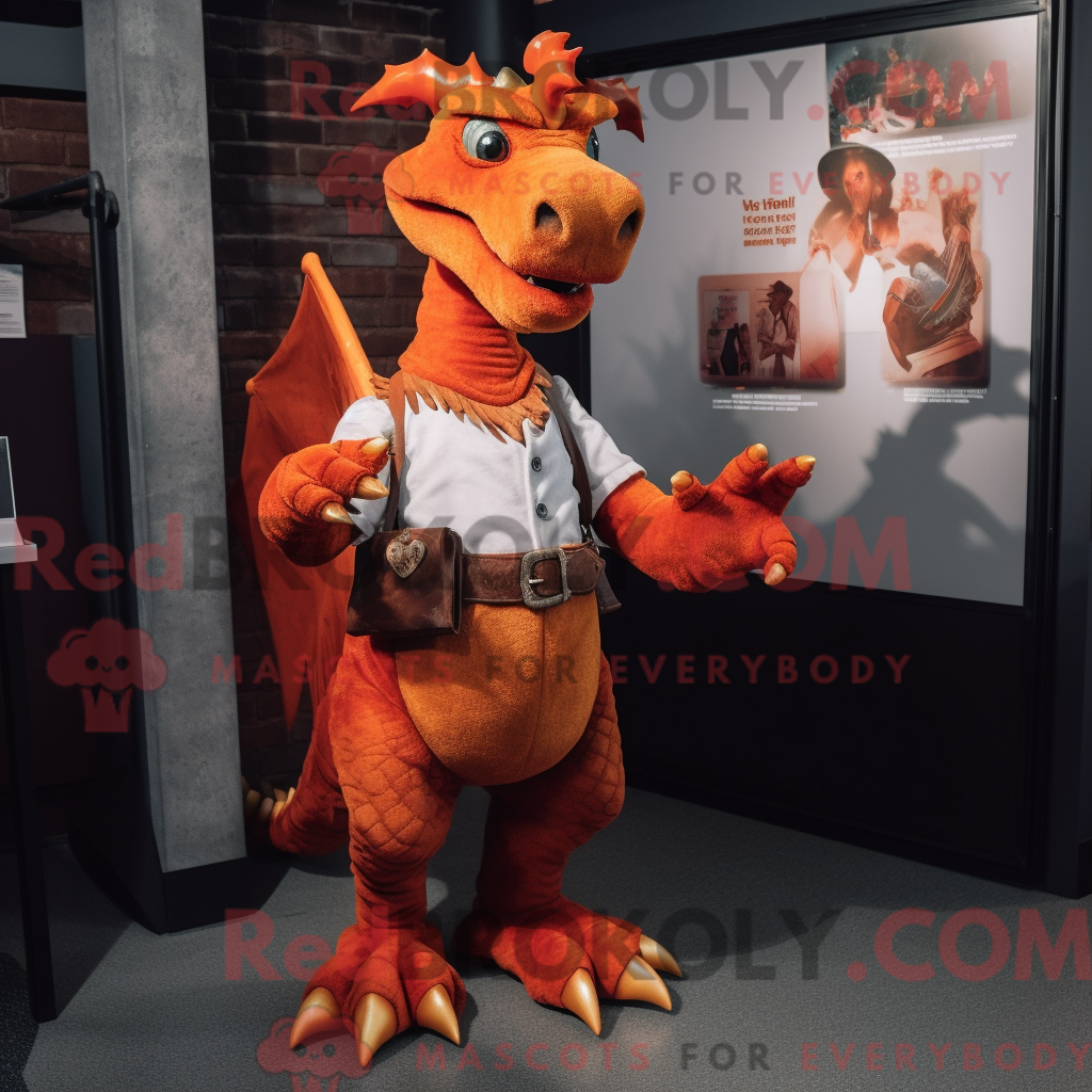 Rust Dragon REDBROKOLY mascot costume character dressed with a Mom ...
