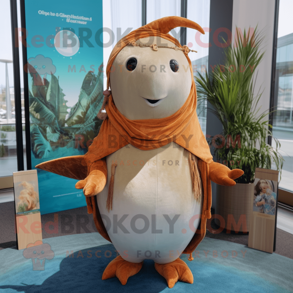 Rust Narwhal REDBROKOLY mascot costume character dressed with a ...