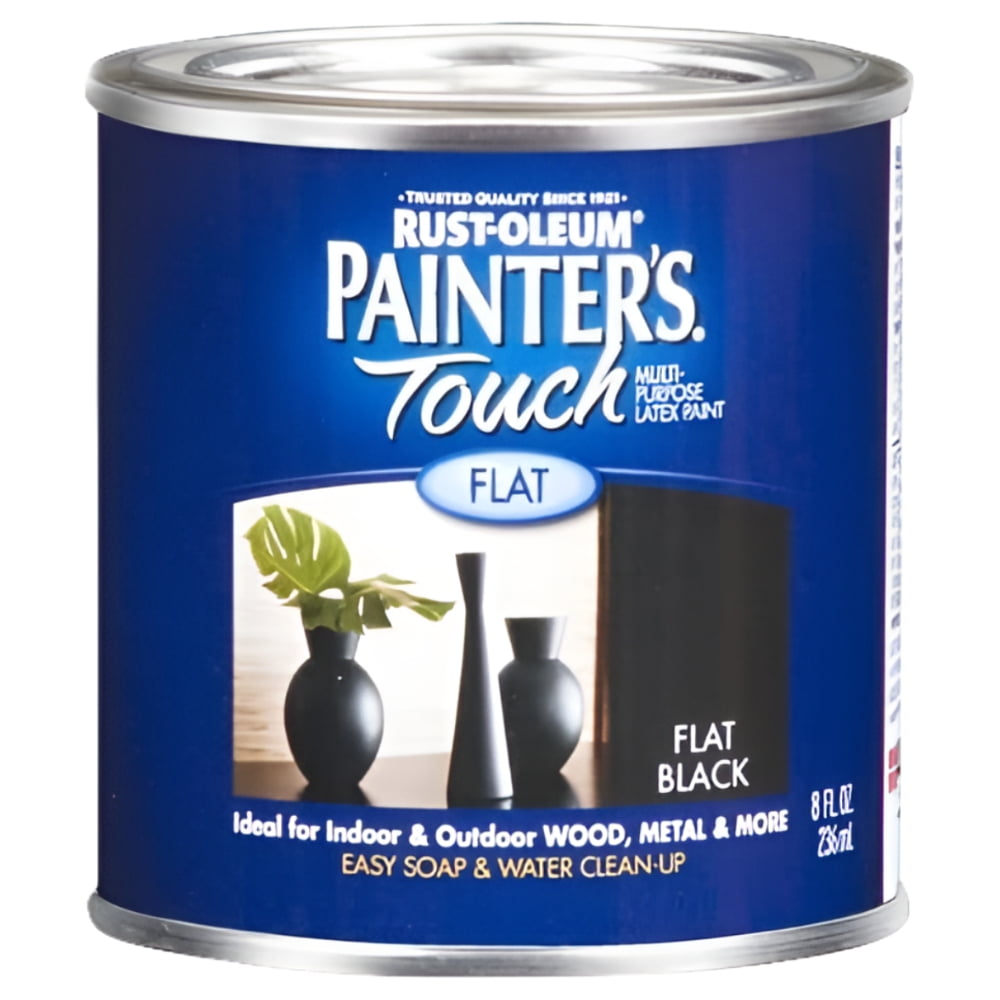 Rust-Oleum, Painter Touch Latex Paint, 8 fl oz, Flat Finish Black ...