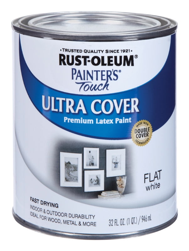 Rust-Oleum Flat White Paint, Acrylic Latex, 1 Quart, Interior and ...
