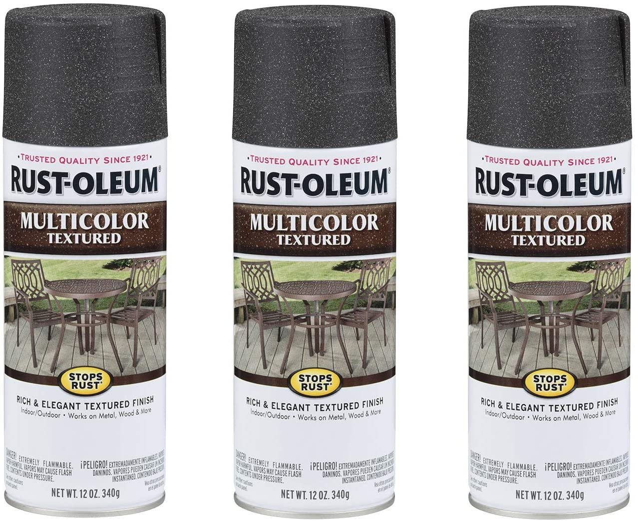 Rust-Oleum 223525A3 Multi-Color Textured Spray Paint, 3 Pack, Aged Iron ...