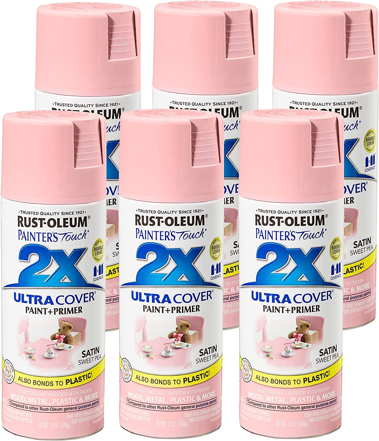 Rust-Oleum 249063-6PK Painter's Touch 2X Ultra Cover Spray Paint, 12 oz ...