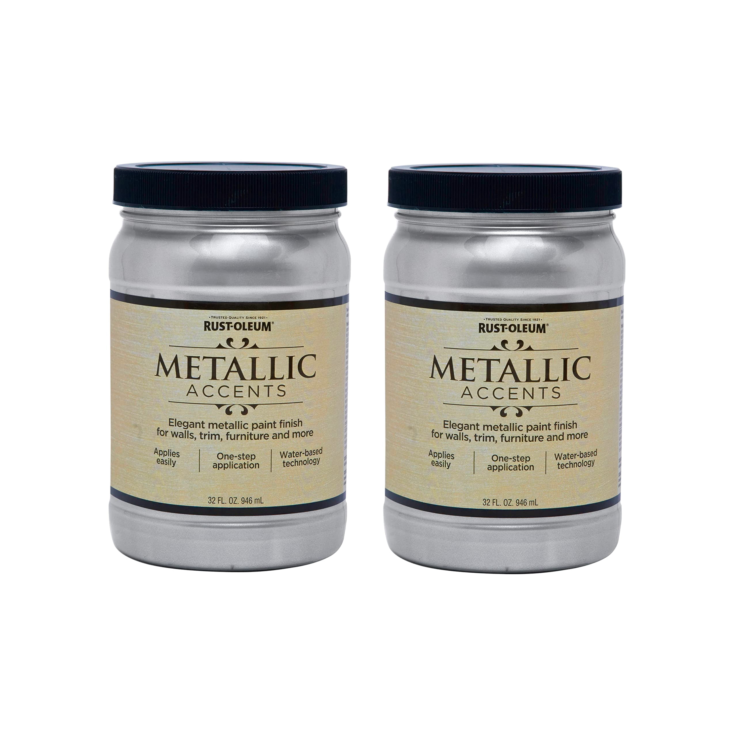 Rust-Oleum 253534-2PK Metallic Accents Paint, Quart, Sterling Silver ...
