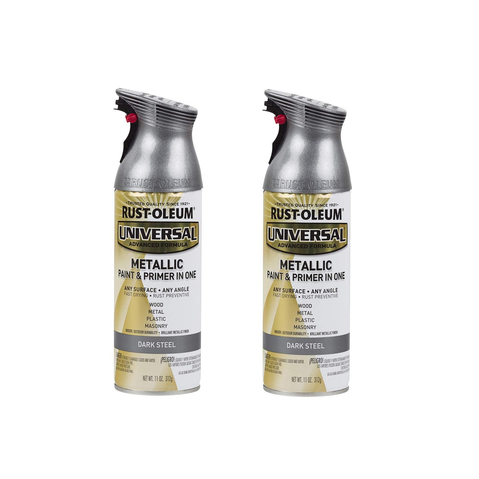 Rust-Oleum 262662-2PK Universal All Surface Metallic Spray Paint, 11 oz ...