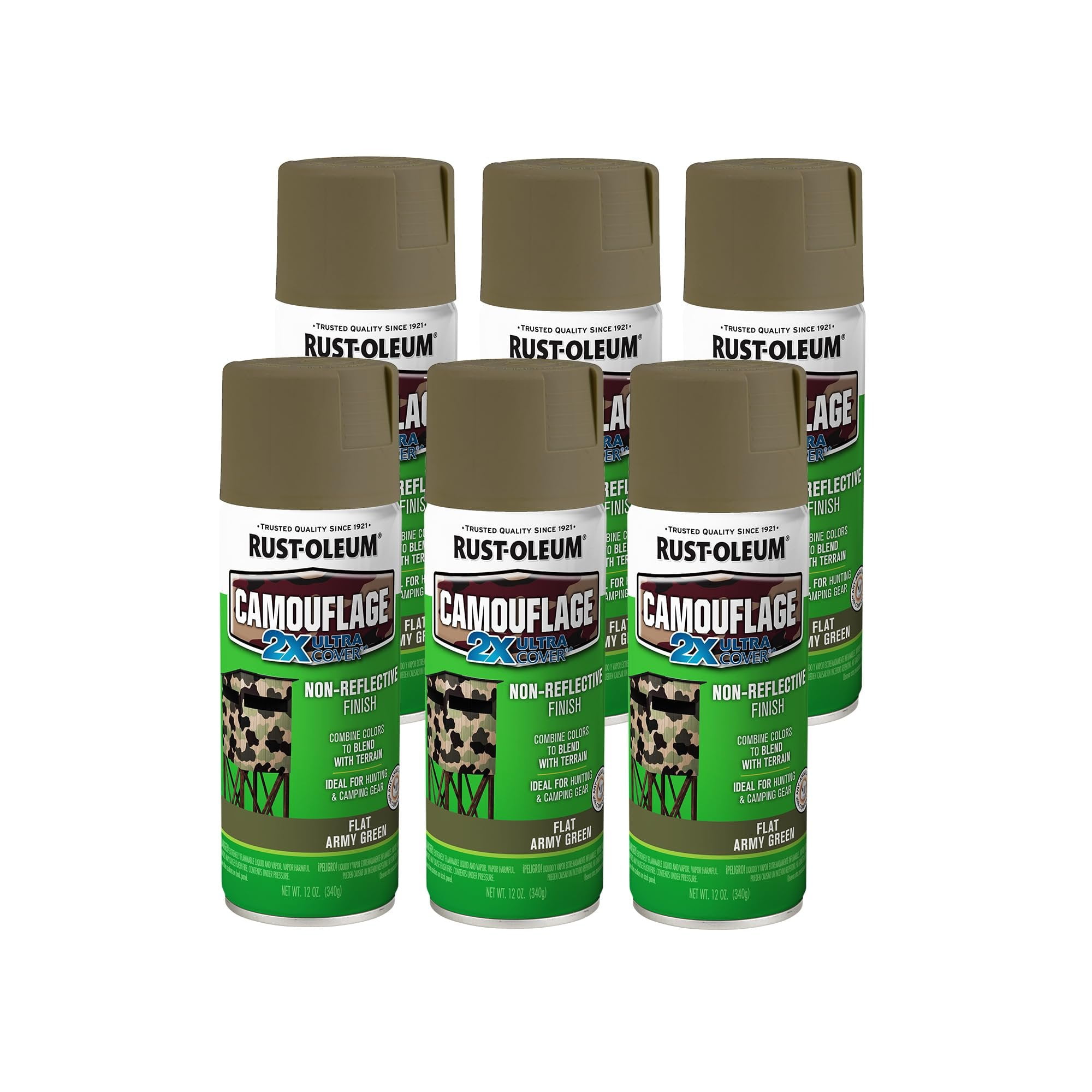 Rust-Oleum 279176-6PK Camouflage 2X Ultra Cover Spray Paint, Army Green ...