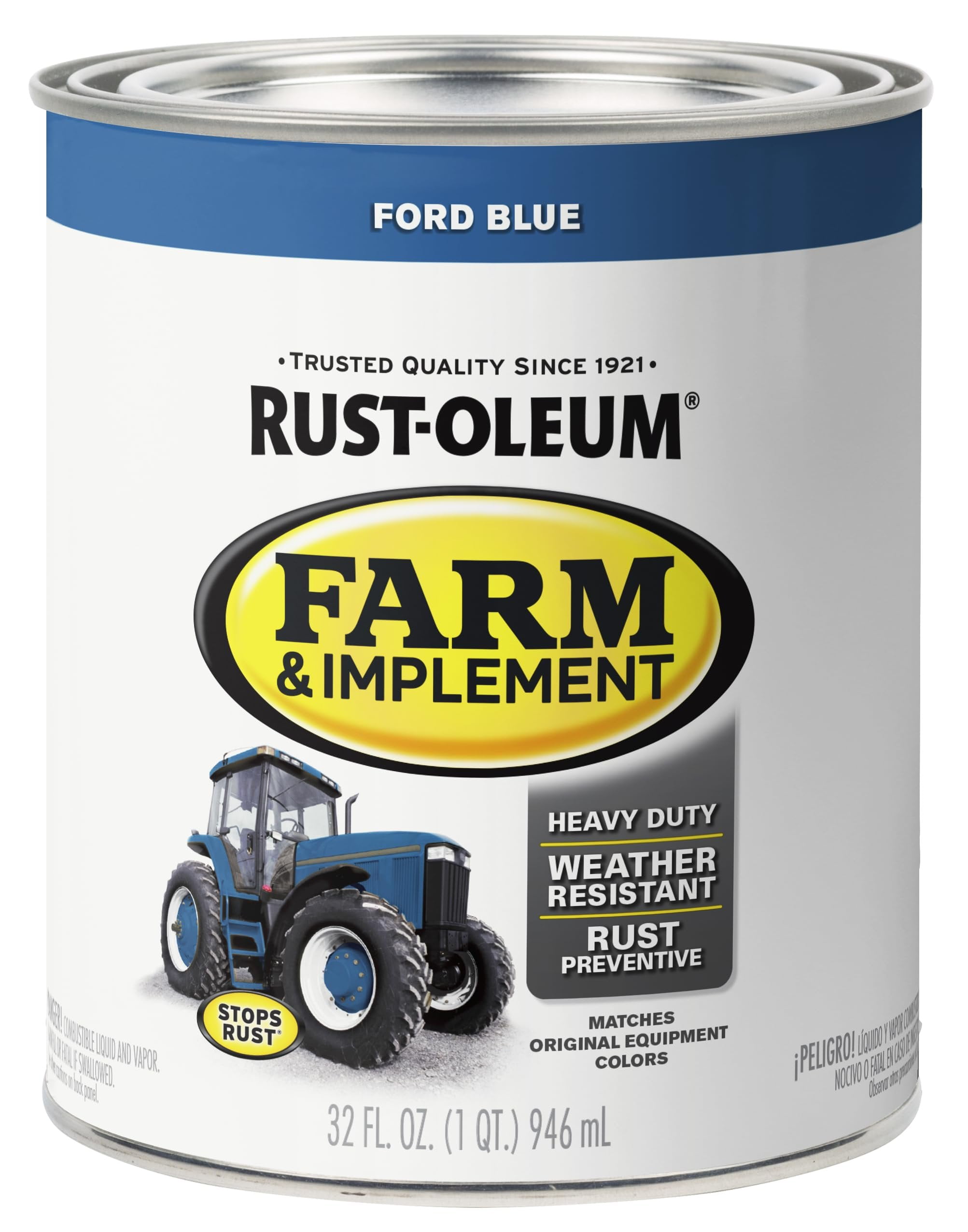 Rust-Oleum 280153 Farm & Implement Enamel Paint, Quart, Ford Blue Pack ...