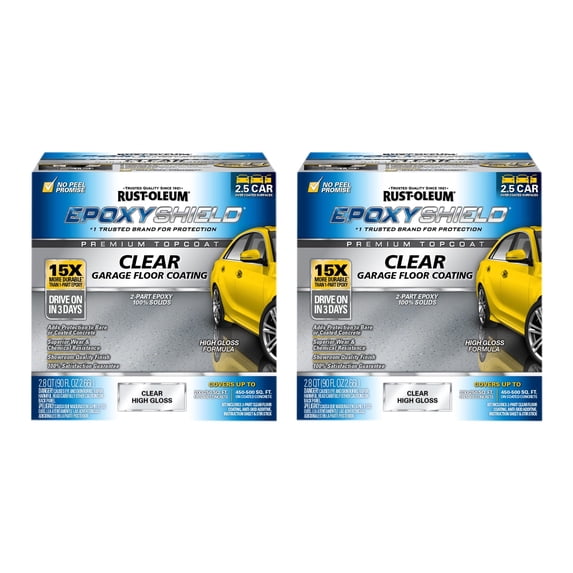 Rust-Oleum 292514-2PK EpoxyShield Premium Clear Floor Coating Kit, 2.5 ...
