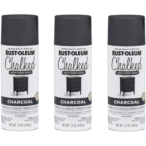 Rust-Oleum 302590A3 Chalked Ultra Matte Spray Paint, 3 Pack, Charcoal ...