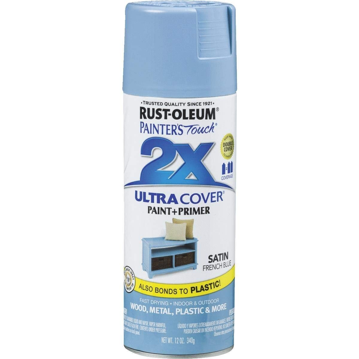 Rust-Oleum 314752 Painter's Touch 2X Ultra Cover, 12 oz, French Blue ...