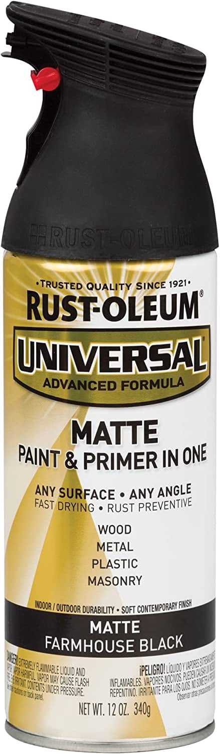 Rust-Oleum 12 oz Universal Spray Paint, Matte Farmhouse Black, Fast ...