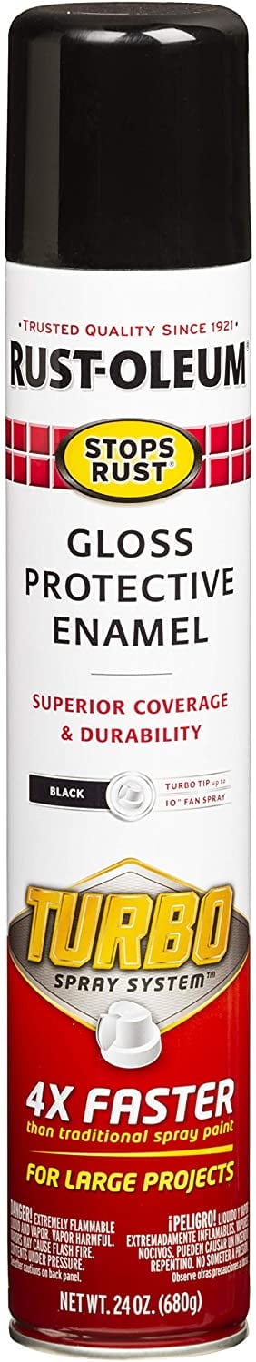 Rust-Oleum 334128 Stops Rust Turbo Black Gloss 24 oz Spray Paint, 6 ...