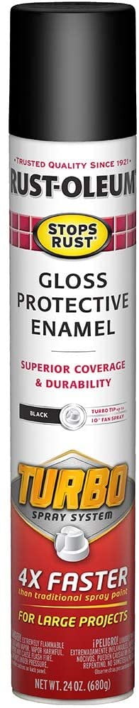 Rust-Oleum 334128 Stops Rust Turbo Spray Paint, 1 Pack, Black, 24 Ounce ...