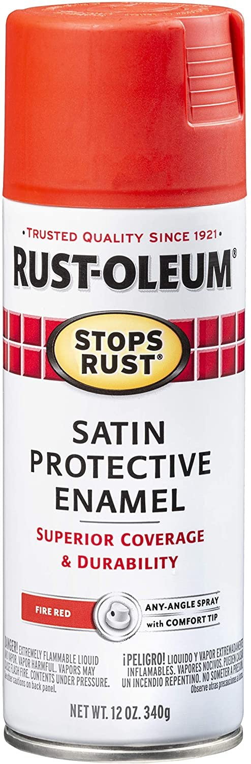 Rust-Oleum 347023 Stops Rust Spray Paint, 12 Oz, Satin Fire Red ...