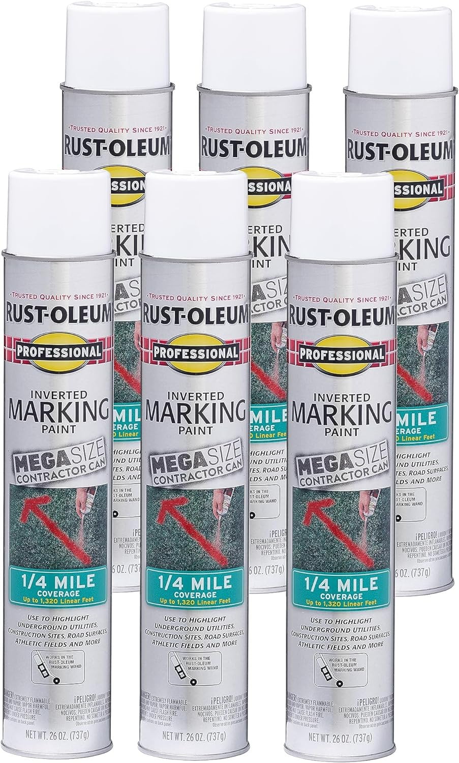 6-pack Rust-Oleum Professional Mega Size Inverted Marking Spray Paint ...