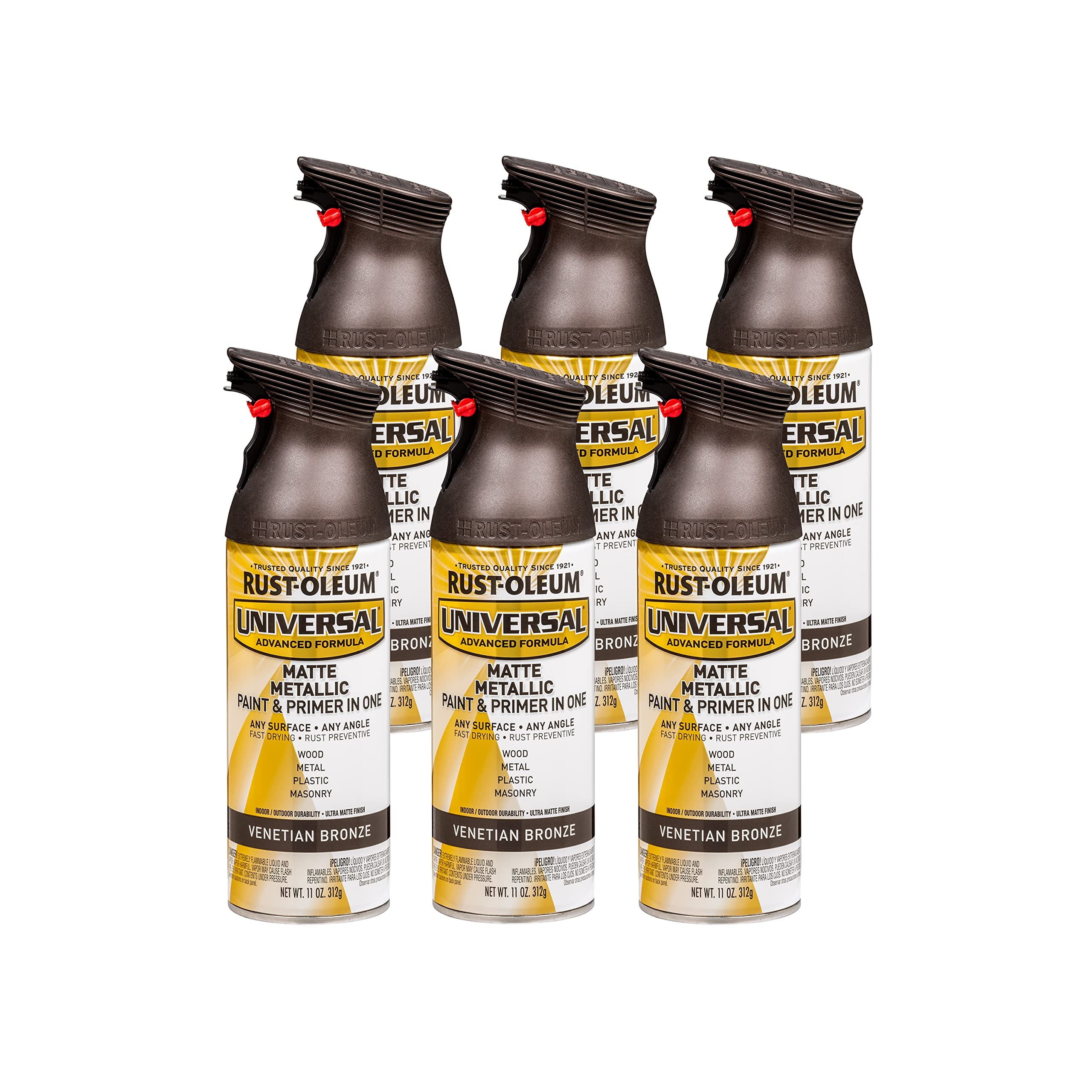 Rust-Oleum 353092-6PK Universal All Surface Metallic Spray Paint, 11 oz ...