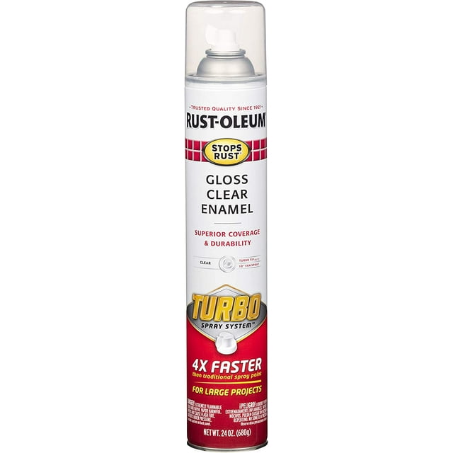 Rust-Oleum Stops Rust Turbo Spray Paint, 24 oz, Gloss Clear, Protective ...