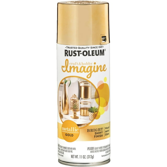 Rust-Oleum 355100 Craft & Hobby Imagine Metallic Spray Paint, Gold, 11 ...