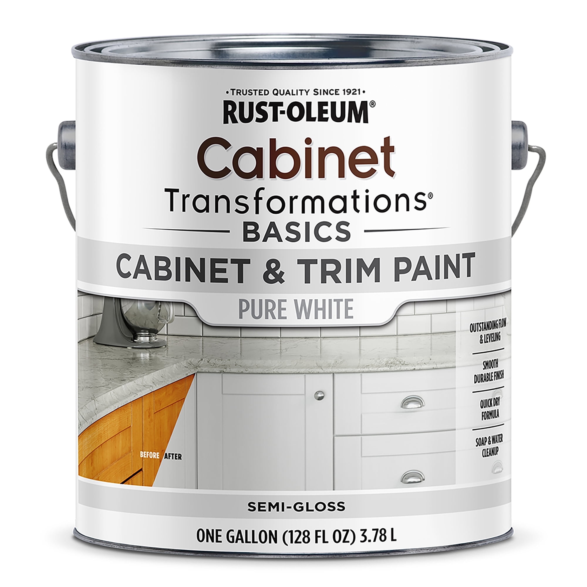 Rust-Oleum, Cabinet & Trim Paint, 369864, Semi-Gloss Pure White Gal ...