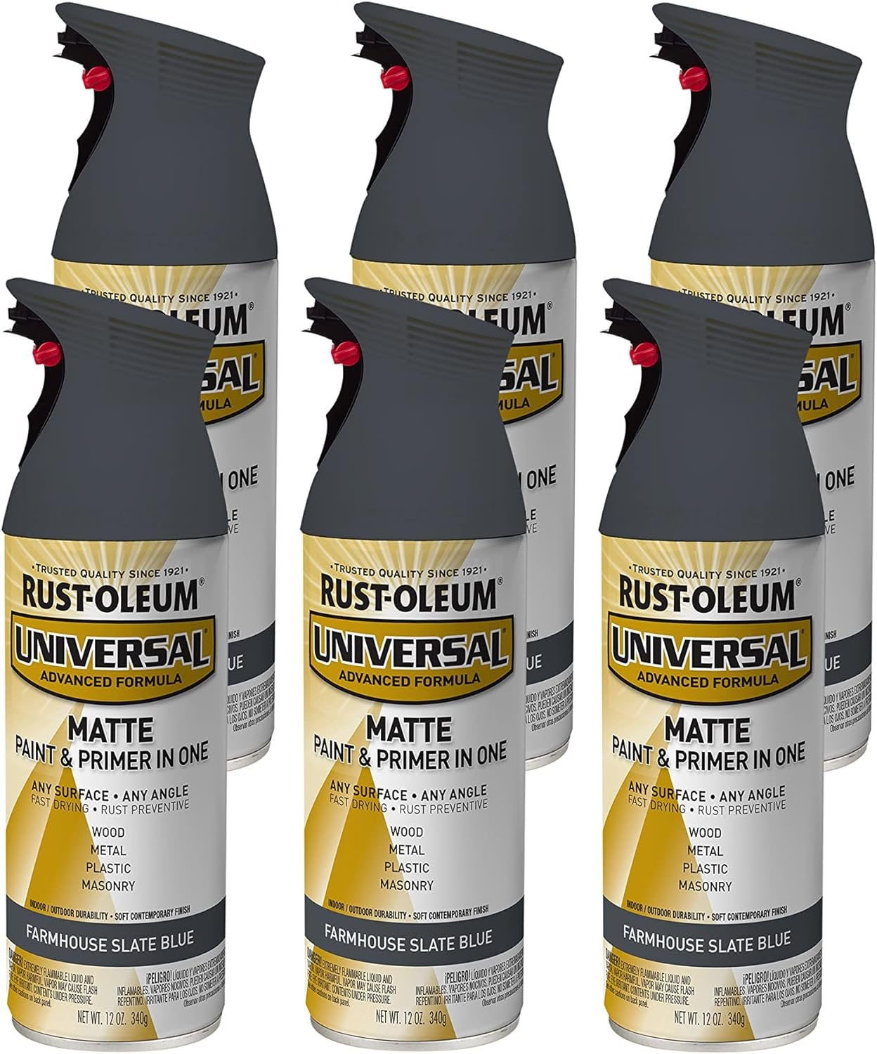 Rust-Oleum 376723-6PK Universal All Surface Spray Paint, 12 oz, Matte ...