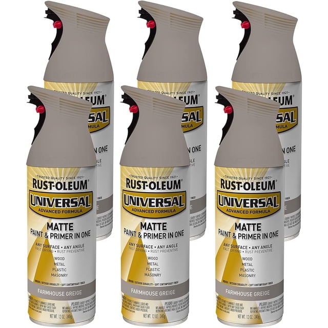Rust-Oleum 376724-6PK Universal All Surface Spray Paint, 12 oz, Matte ...