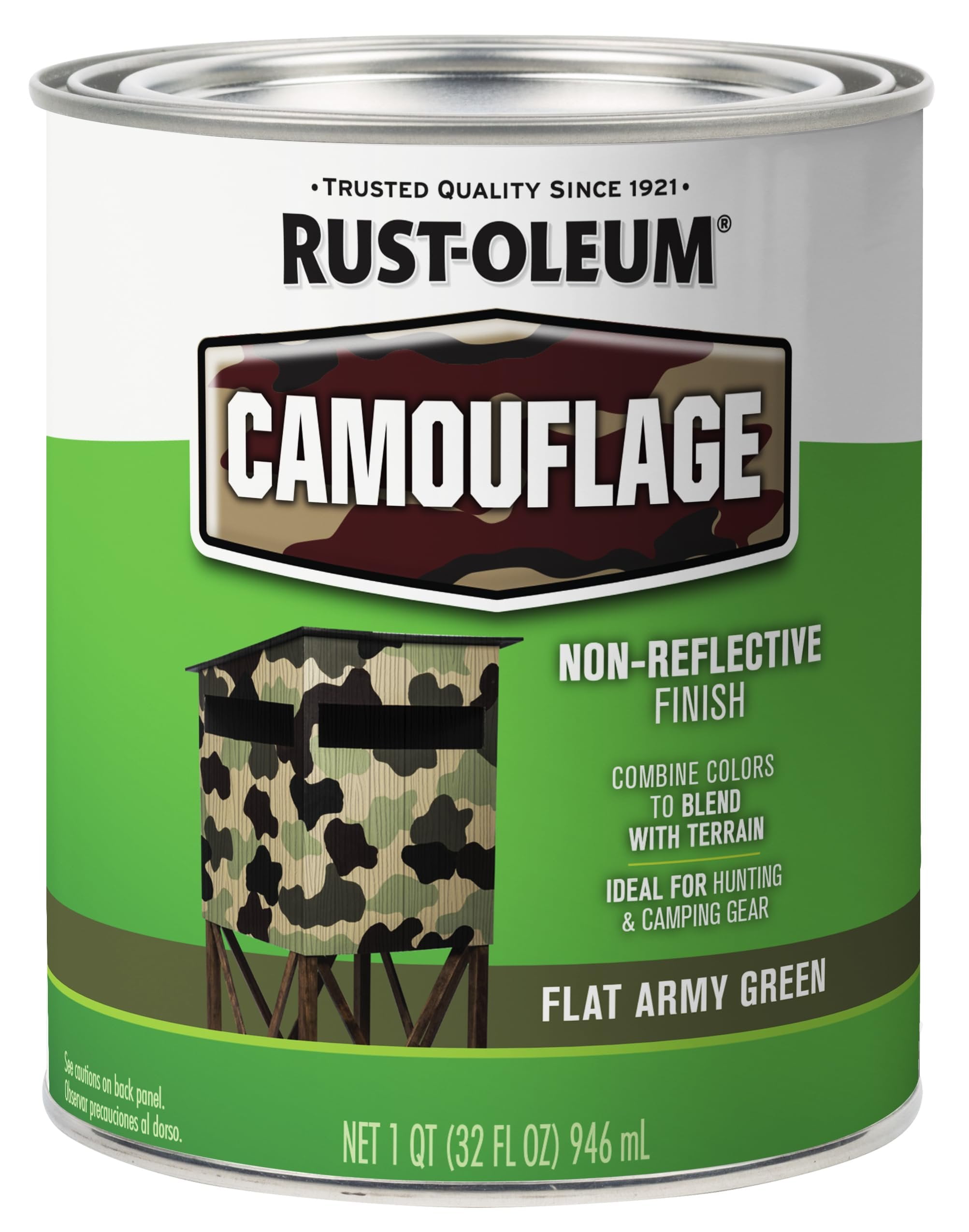 Rust-Oleum 379561 Specialty Camouflage Paint, Quart, Flat Army Green, 0 ...