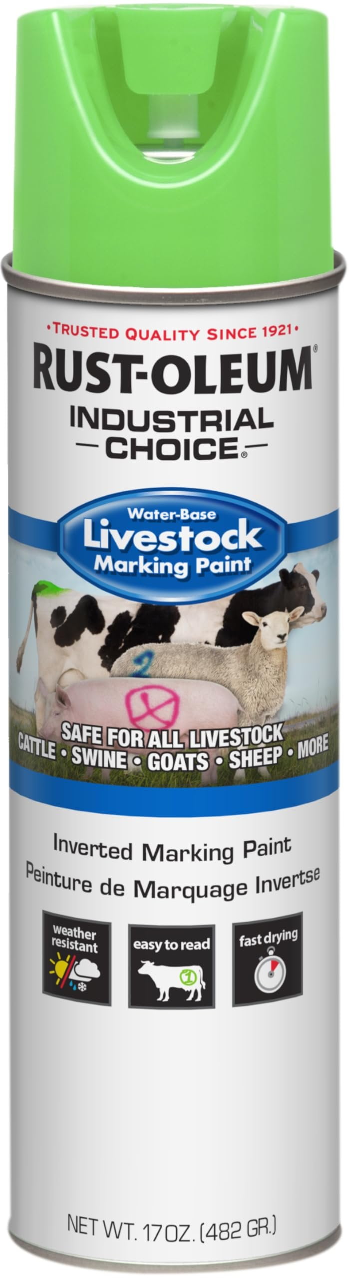 Rust-Oleum 383007 Livestock Marking Spray Paint, 17 oz, Fluorescent ...