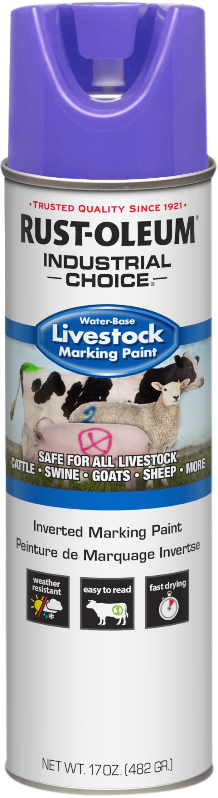 Rust-Oleum 383021 Livestock Marking Spray Paint, 17 oz, Fluorescent ...