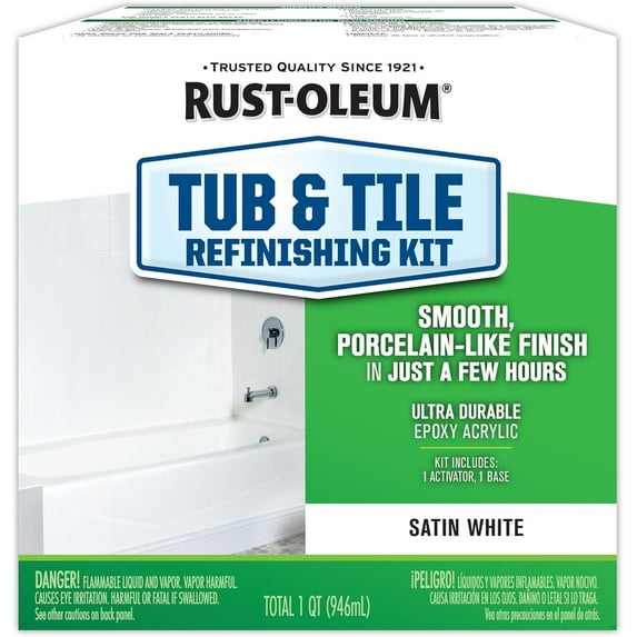 Rust-Oleum, Specialty Tub & Tile Refinishing Kit, 385279, Satin White ...