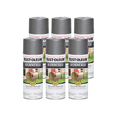 Rust-Oleum Stops Rust Hammered Spray Paint, 12 Oz, Gray, 6 Pack ...