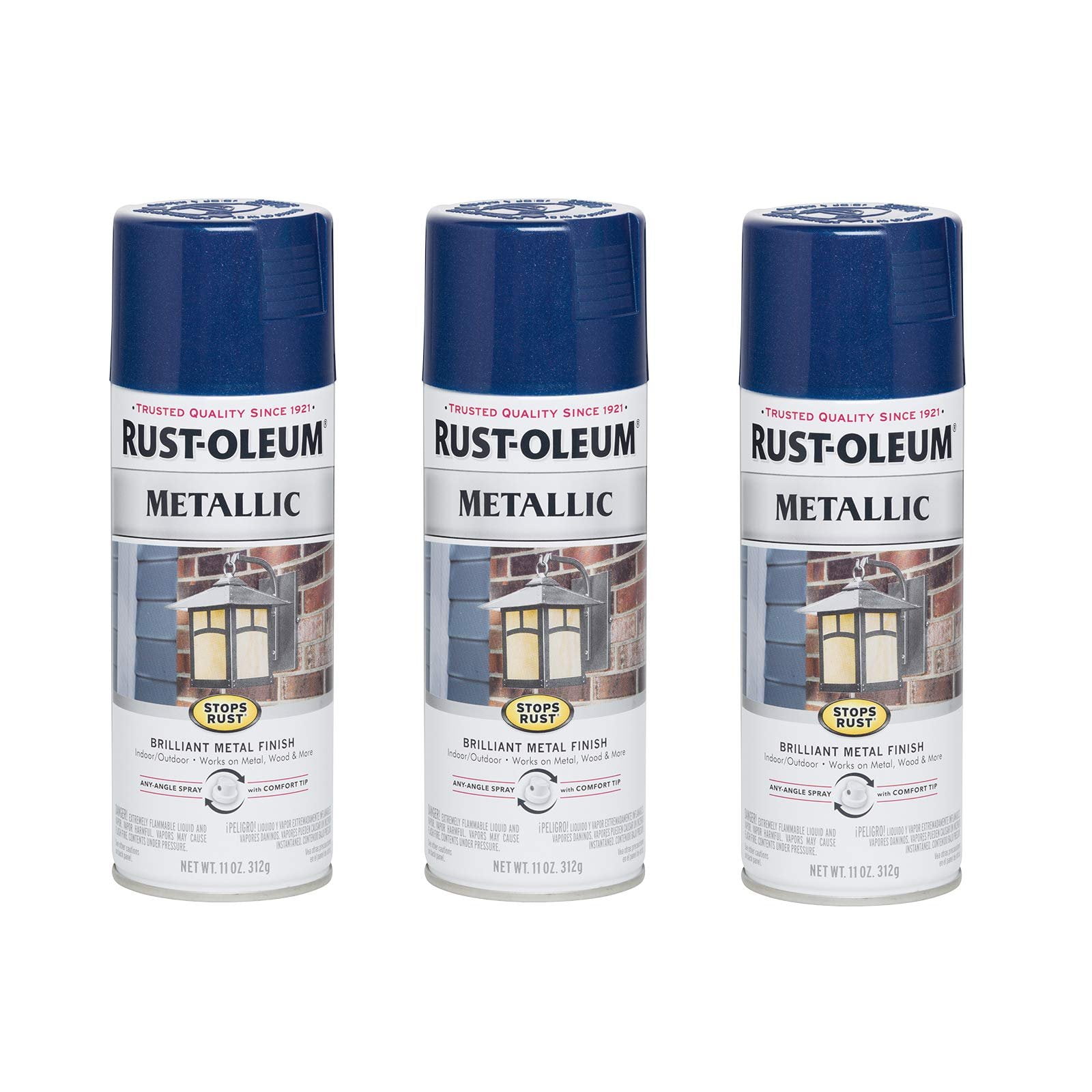 Rust-Oleum 7251830-3PK Stops Rust Metallic Spray Paint,Cobalt Blue, 3 ...