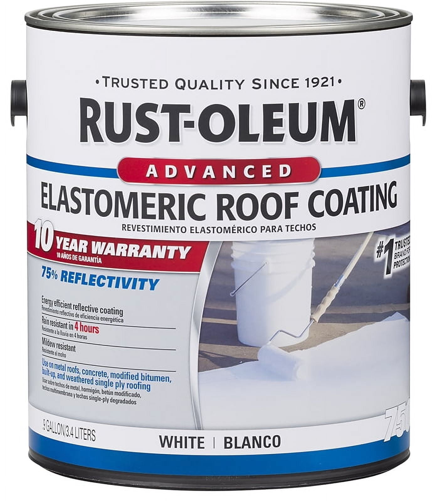 Rust-Oleum Elastomeric Roof Coating, 1 Gal, White, Water Base, Outdoor ...