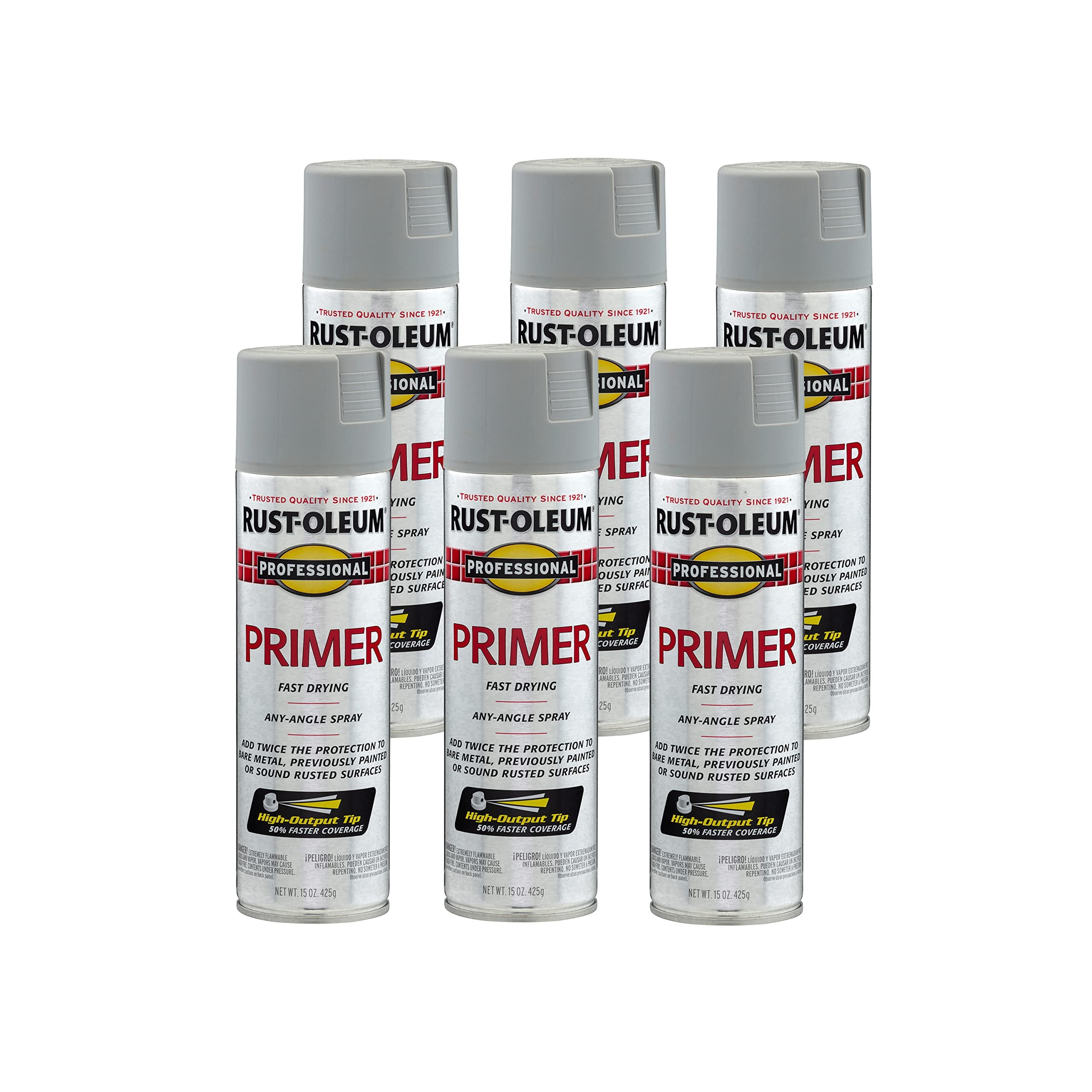 Rust-Oleum 7582838-6PK Professional Primer Spray, 15 Oz, Flat Gray, 6 ...