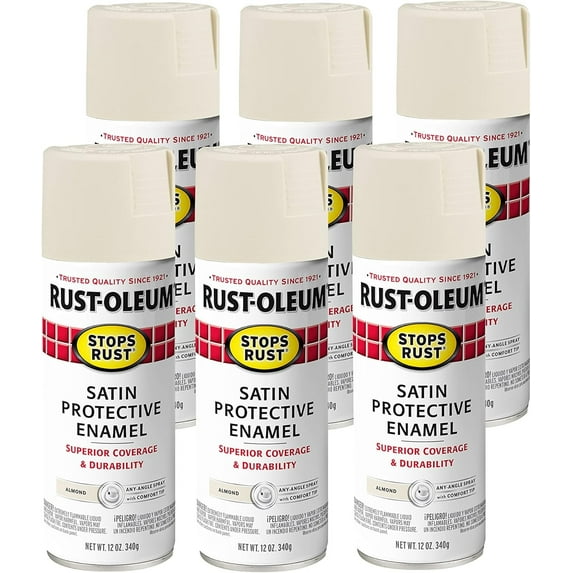 Rust-Oleum 7758830-6PK Stops Rust Spray Paint, 12 Oz, Satin Almond, 6 ...