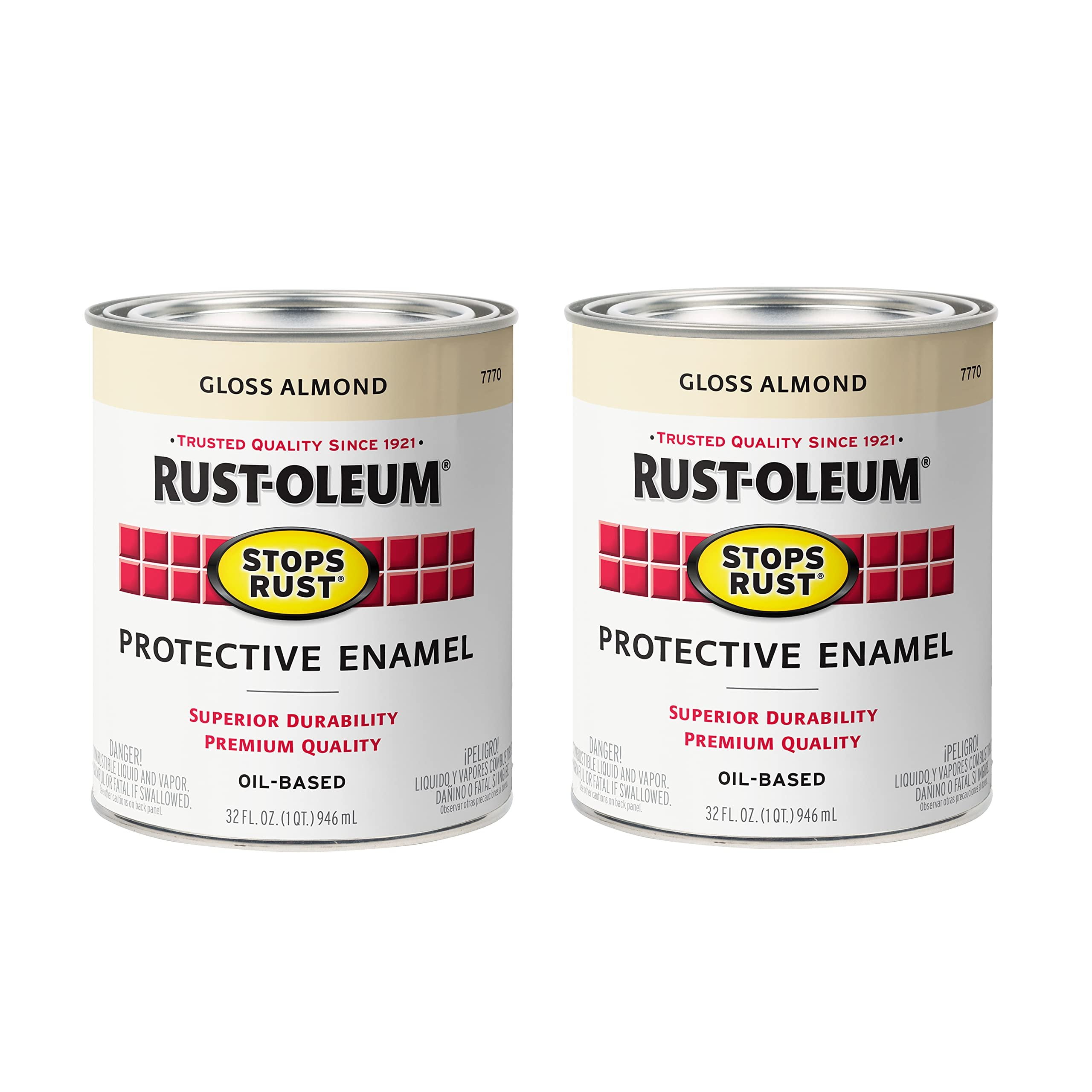 Rust-Oleum 7770502-2PK Stops Rust Brush On Paint, Quart 2 Pack, Gloss ...