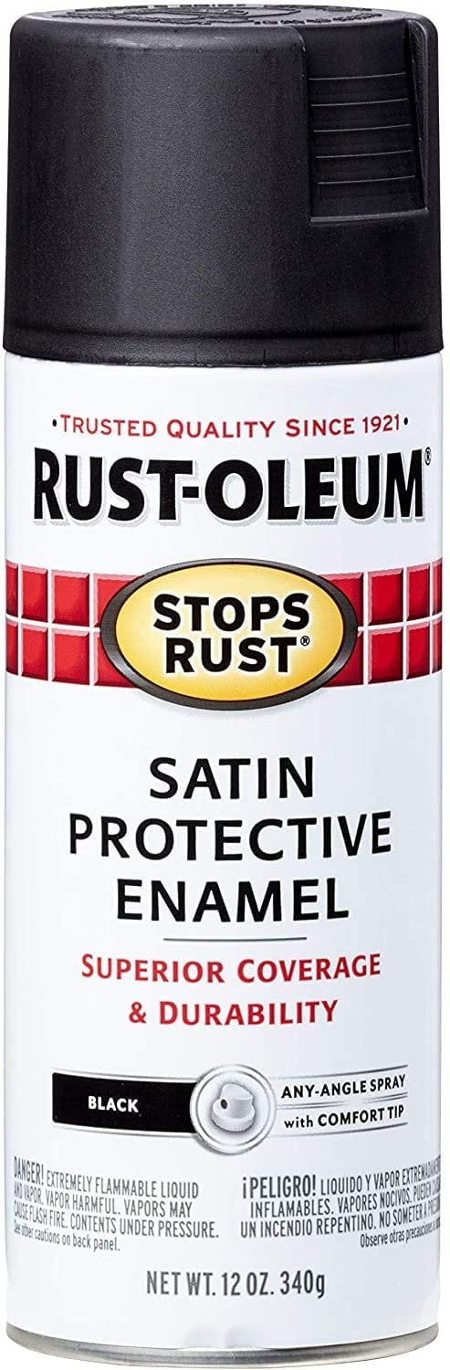 Rust-Oleum 7777830-6PK Stops Rust Spray Paint, 6 Pack, Satin Black, 72 ...