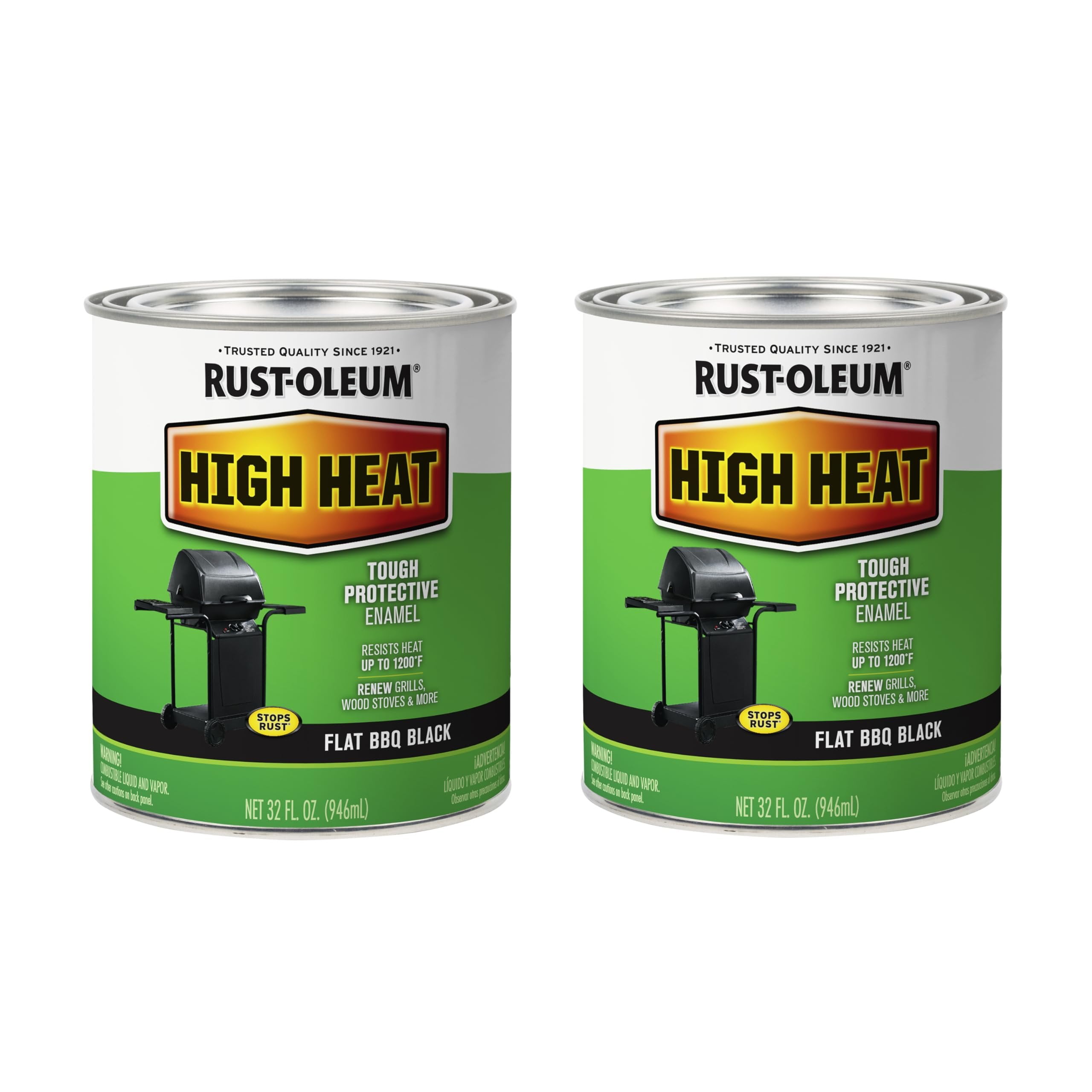 Rust-Oleum 7778502 High Brush On Paint Heat Protective Enamel, 32 Fl Oz ...