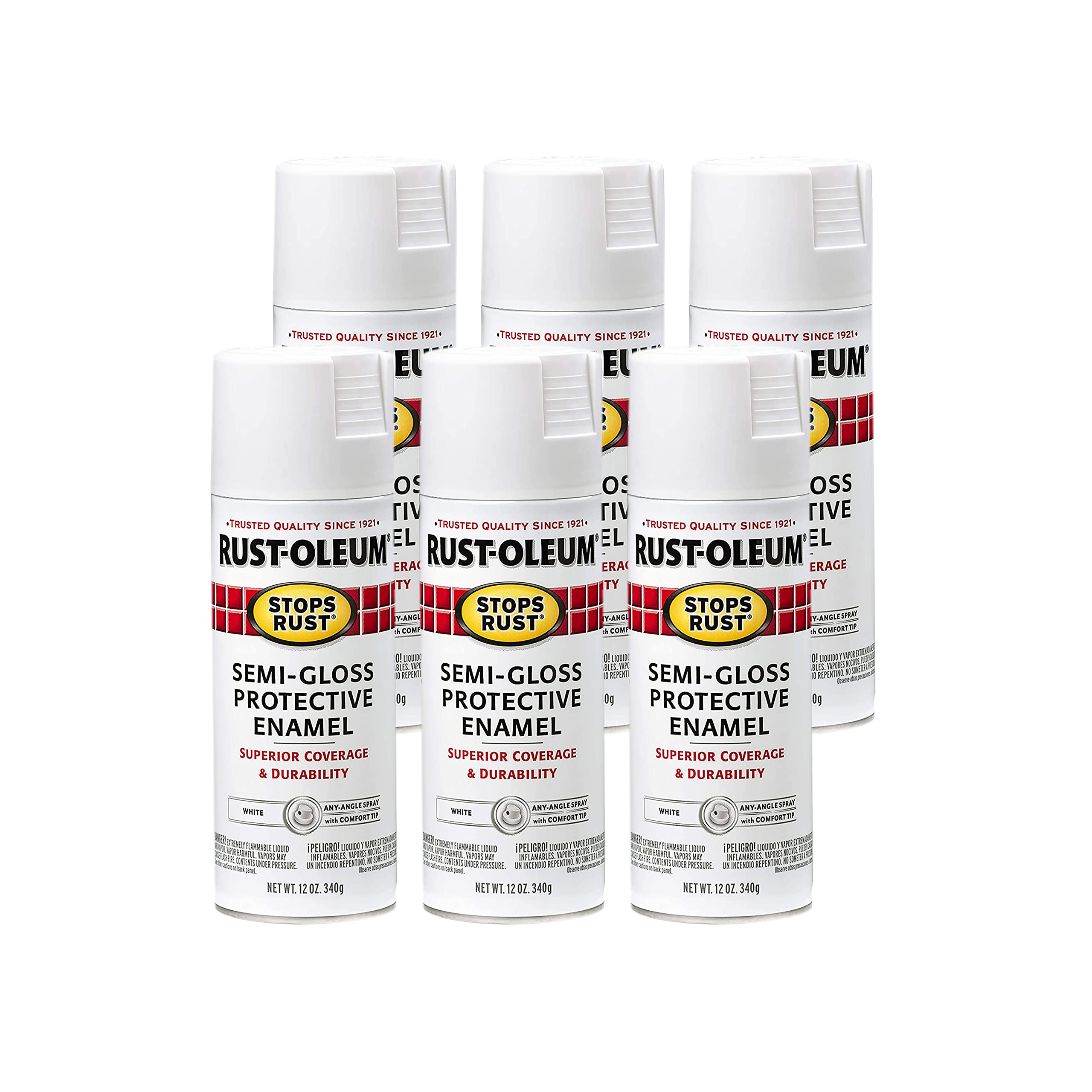Rust-Oleum 7797830-6PK Stops Rust Spray Paint, 12 Oz, Semi-Gloss White ...