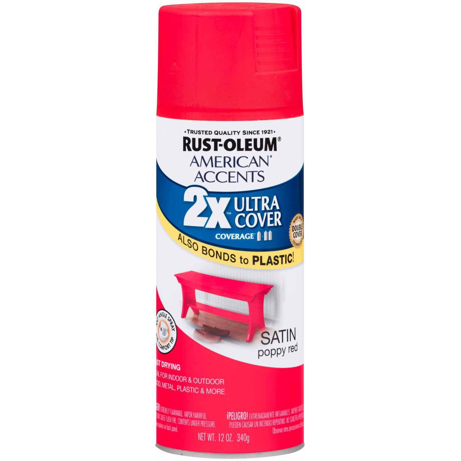 Rust-Oleum American Accents Ultra Cover 2X Satin Poppy Red Spray Paint ...