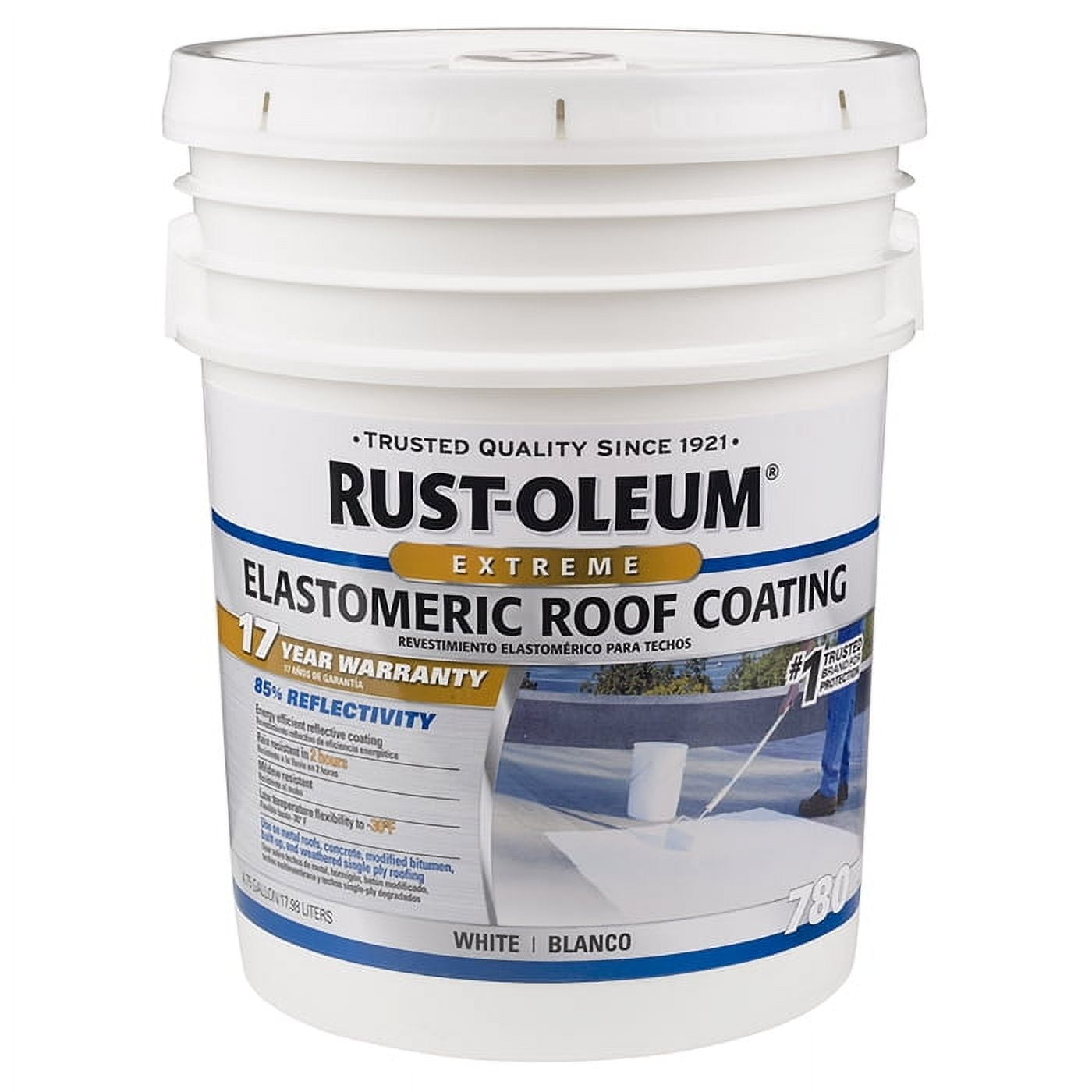 Rust-Oleum Elastomeric Roof Coating, Water-Based Acrylic, 4.75 gal ...