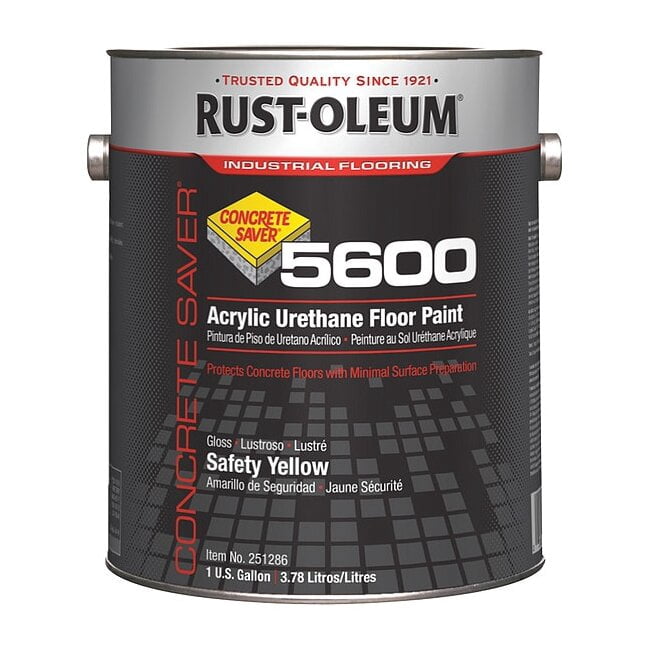 Rust-Oleum 1 gal Floor Paint, Gloss Finish, Safety Yellow, Acrylic Base ...