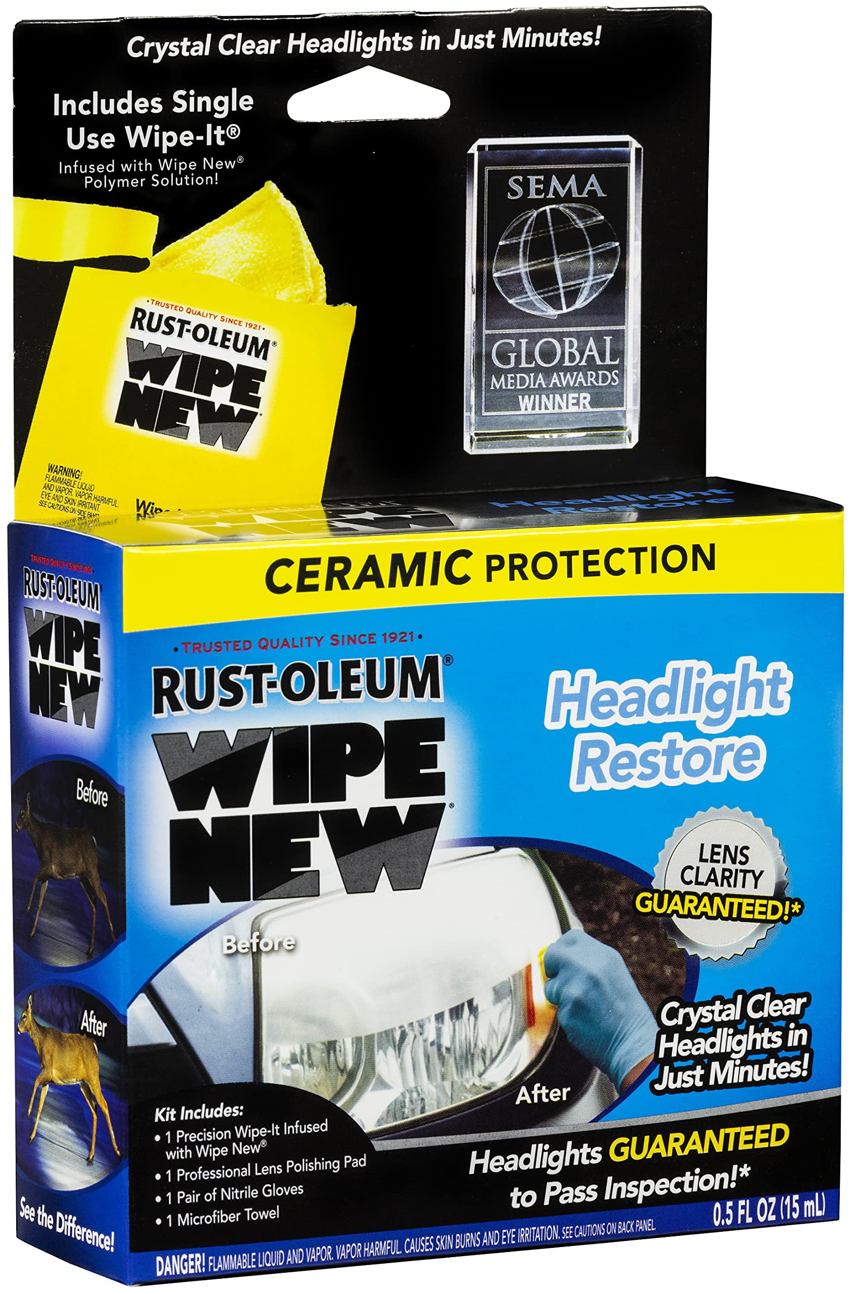 Rust-Oleum HDLCAL Wipe New RRF12 Headlight Restore, 0.5 FL OZ - Walmart.com