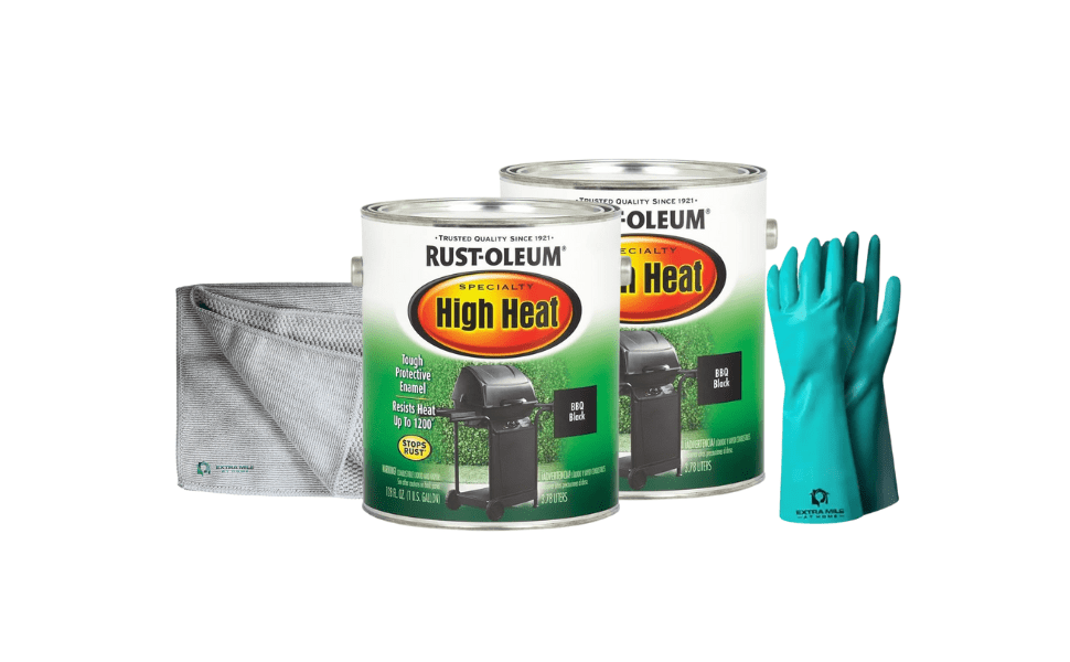 Rust-Oleum High Heat BBQ Paint Kit, Black, 2 Cans with Cleaning Cloth ...