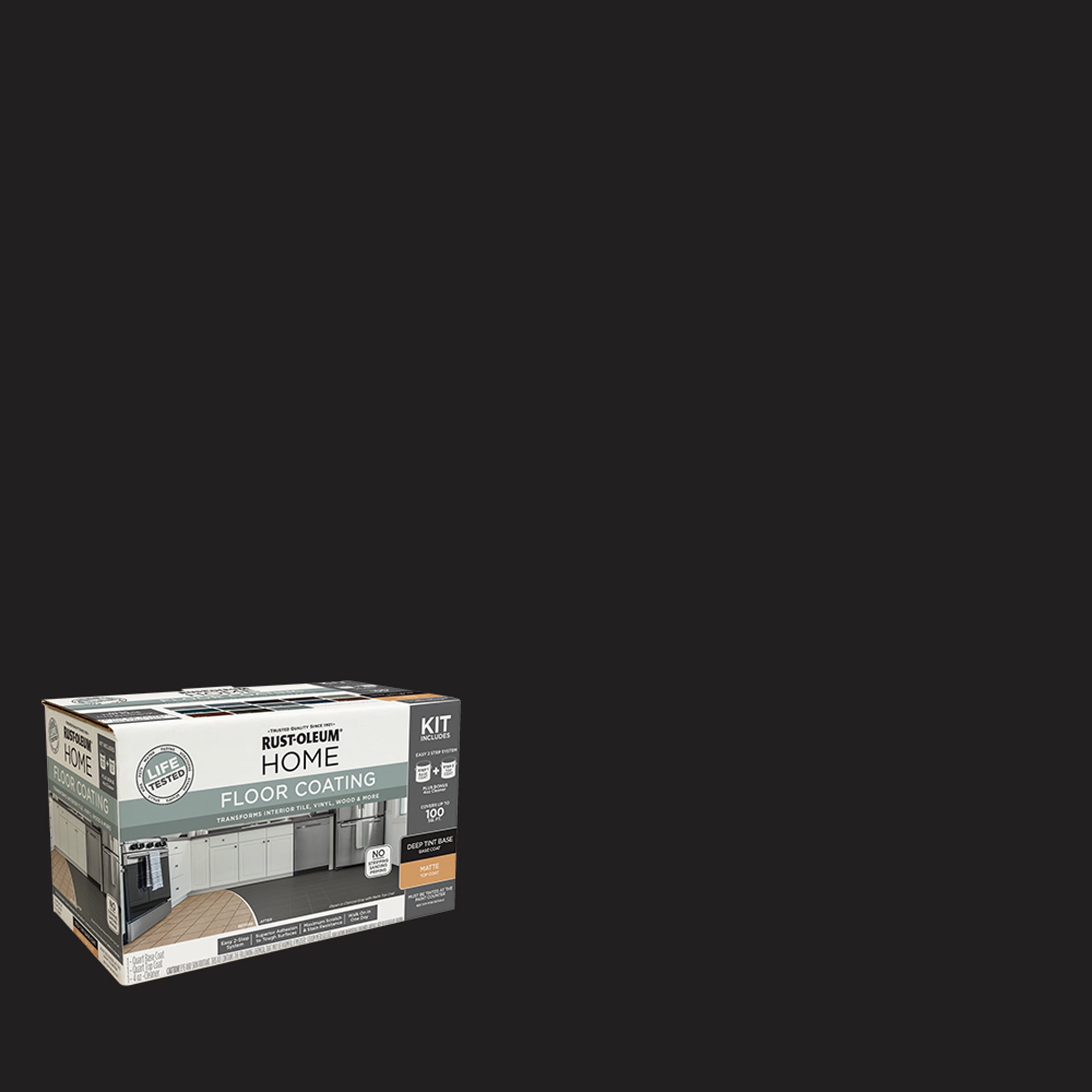 Rust-Oleum Home Matte Black Interior Floor Coating Kit-363722T, Quart ...