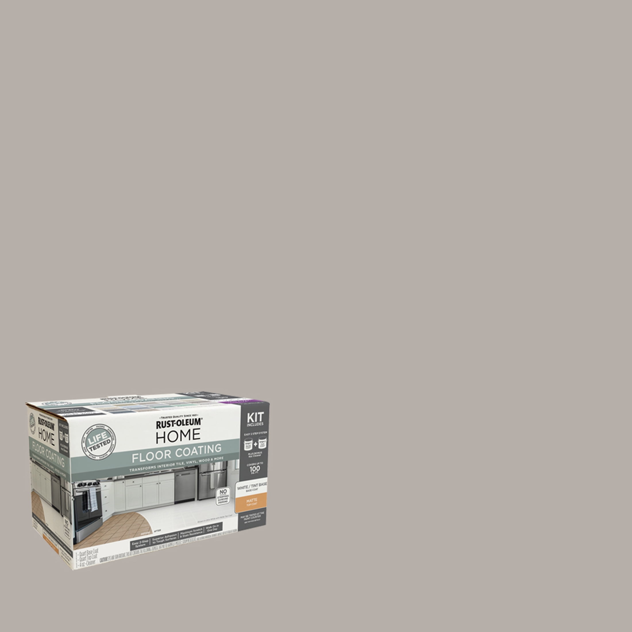 Rust-Oleum Home Matte Greige Interior Floor Coating Kit-363681T, Quart ...
