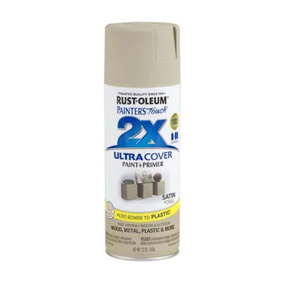 Rust-Oleum Painter's Touch 2X, Satin Fossil Spray Paint+Primer, 12 oz ...