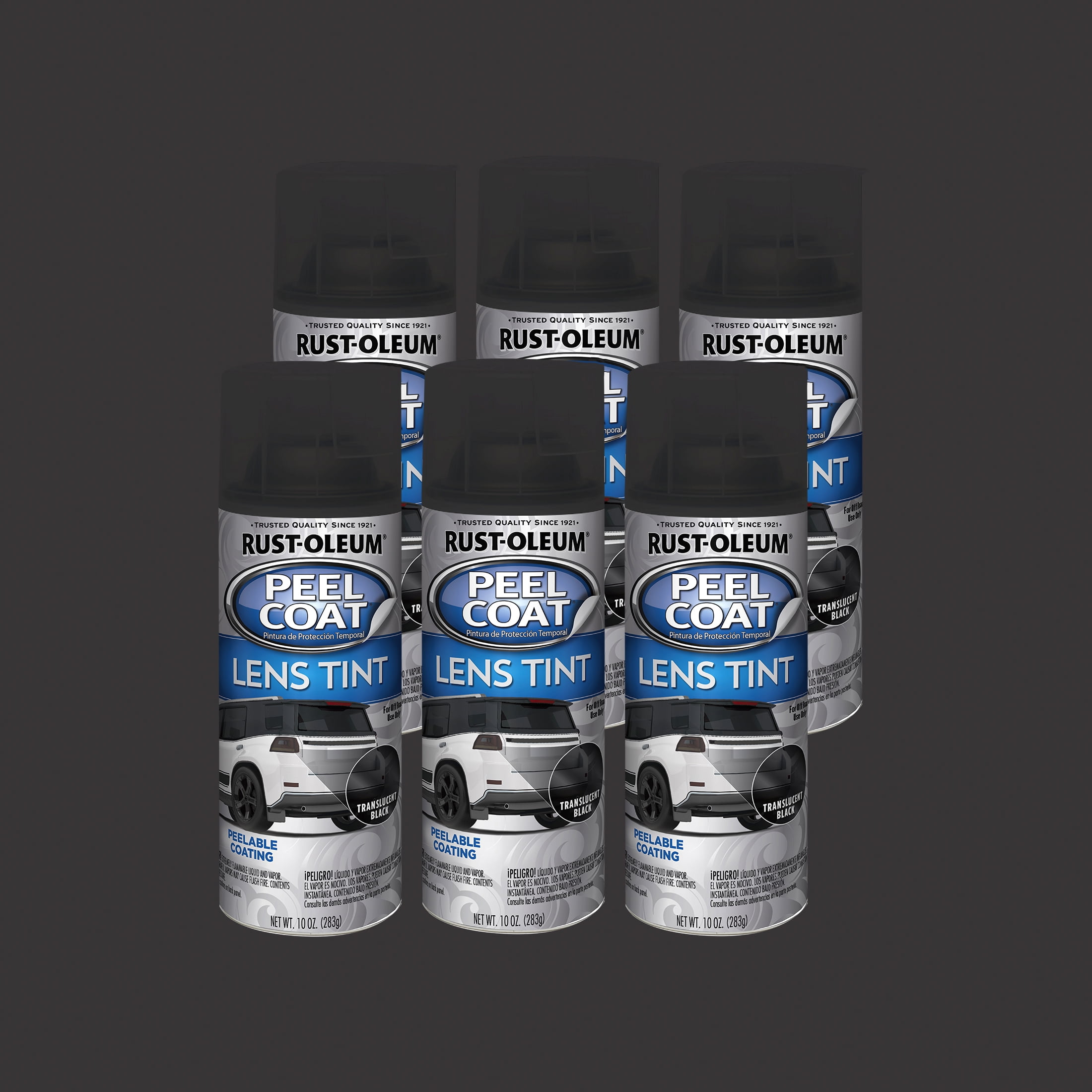 6 Pack, Black, Rust-Oleum Peel Coat Lens Tint Translucent Spray Paint ...