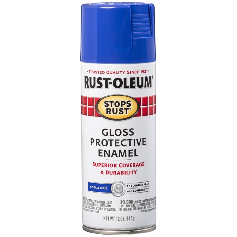 Rust-Oleum Stops Rust Gloss Cobalt Enamel Spray Paint 12 oz for Indoor ...