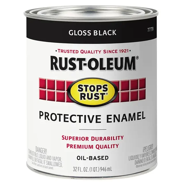 Rust-Oleum 1 Qt Black Stops Rust Protective Enamel, Gloss, Durable ...