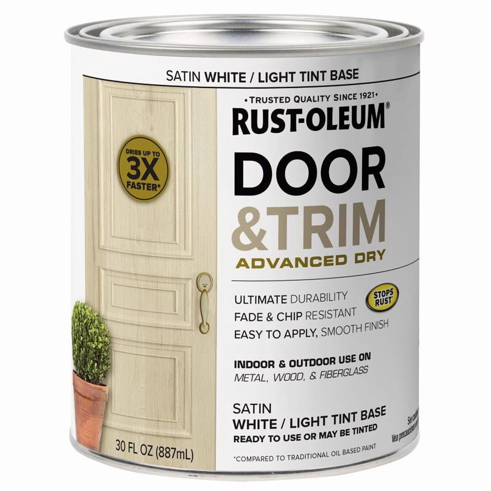 Rust-Oleum Stops Rust Satin White Tint Base Door Paint Exterior and ...
