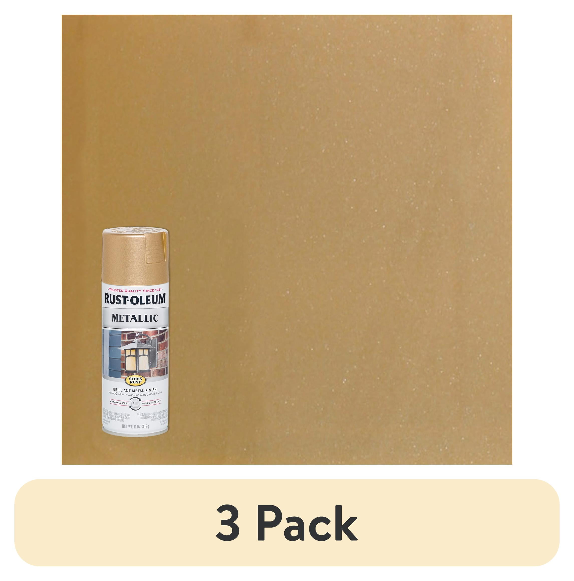 (3 pack) Rust-Oleum Stops Rust Vintage Metallic Spray Paint, Warm Gold ...